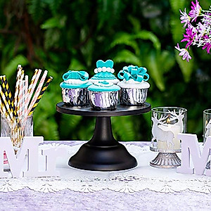 Cake Stand Set Round Metal Cake Stands Dessert Display Cupcake Stands with Simple Design (Black, Diam 8")