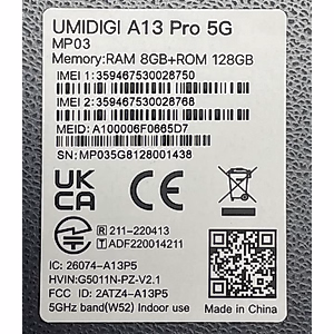 UMIDIGI A13 Pro 5G Cell Phone Unlocked (8GB+128GB), 6.5 inch, Android 12, Dual SIM 5G Mobile Phone, 5150mAh Large Battery, 48MP+24MP+5MP Camera, 5G Dual SIM GSM Volte Unlocked Smartphone, 18W, NFC