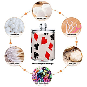 Poker Cards 2 Pack Qtip Holder Organizer Dispenser Plastic Bathroom Jars Storage Containers with Lids Clear Jars for Cotton Balls Q-Tips