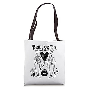 Bride or Die Gothic Witchy Halloween Bachelorette Party Gift Tote Bag