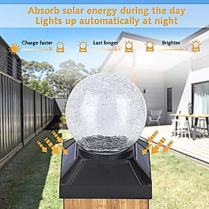 POWGDLT Solar Post Cap Lights Outdoor - Waterproof LED Fence Post Solar Lights for 3.5x3.5/4x4/5x5 Wood Posts in Patio, Deck or Garden Decoration Cool Light 4 Pack………