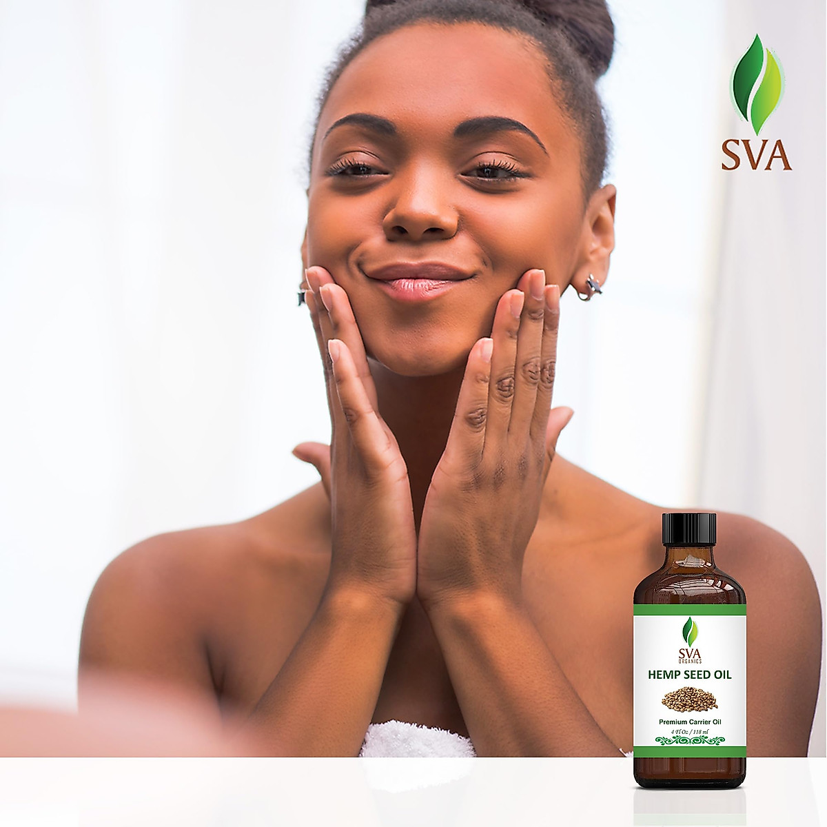 SVA ORGANICS Hemp Seed Oil Cold Pressed 4oz (118 ml) Premium Carrier Oil With Dropper For Skin Care, Hair Care, Scalp Massage, Body Massage, Hair Products, Cosmetics & Soap