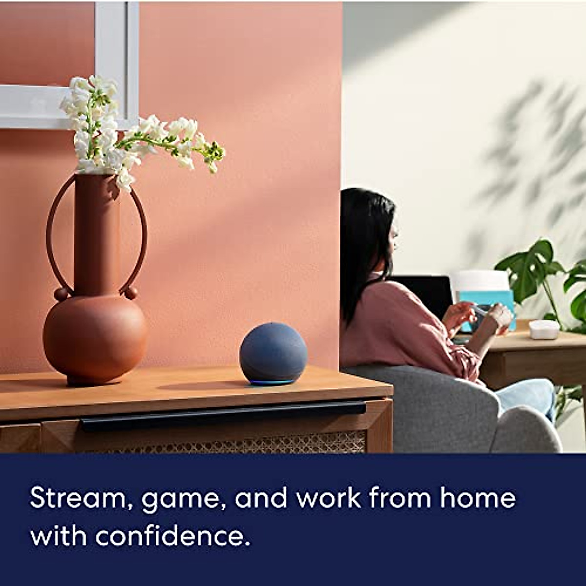 Echo Dot (5th Gen) Glacier White with eero Mesh Wifi Router