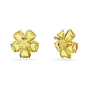 Swarovski Florere Pierced Stud Earrings with Yellow Crystals in Flower Motif on Gold-Tone Finish, Part of the Swarovski Florere Collection