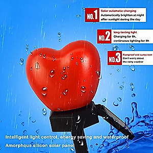 COCEQUC Valentine's Day Solar Stake Lights Red Heart Waterproof Lights Landscape Garden LED Heart Light Warm White Solar Pathway Lights Patio Lawn Outdoor Solar Lights for Walkway Backyard Decoration