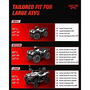 Badass Moto ATV Covers Waterproof Outdoor Heavy Duty, Rip-Resistant, Night-Reflective Quad Cover, 4 Wheeler Cover, Easy-Access Zipper & Vents Four Wheeler Accessories - ATV Gifts, Large 95" Long