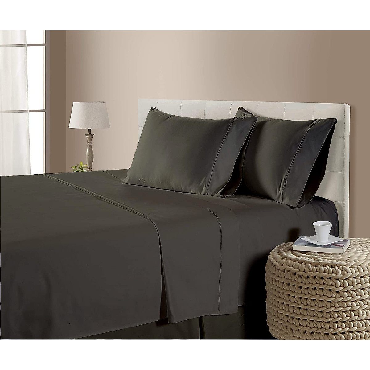 MyGiza Sheets,100% Certified Giza Egyptian Cotton Sheets-California King Size Giza Cotton Sheets Set to Fit Upto 18 Inches Deep Mattress (4 Pcs) Slate Grey