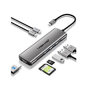 Lemorele 8-in-1 USB C Hub Multiport Adapter, USB-C Hub with 4K HDMI Output, 100W Power Delivery, USB 3.0 5Gdps Port, SD/TF Card Reader Adpater, Compatible for MacBook Pro, XPS, Chromebook and More