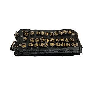 Dancinging ghungroo bells leather Pads |Indian Classical Dancers Anklet Musical Instrument Bell,Ankle bells Dance Accessories Bharatnatyam, Kuchipudi, Odissi Ghungru 3 Line No.16 Black Pad