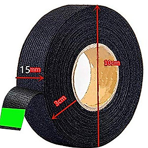 Seigun,8 Rolls Wire Loom Harness Tape, High Adhesive Force Wiring Harness,Black Adhesive Fabric Tape, Automobile Electrical Wire harnessing Noise Dampening Heat Proof （15 mm X 15m