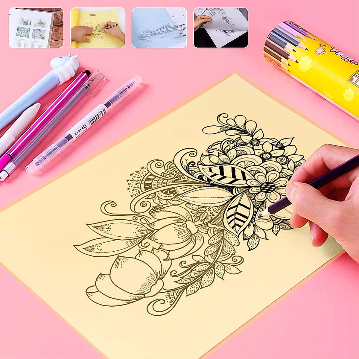 Colored Vellum Paper 8.5 x 11, Cridoz 9 Colors Transparent Clear Vellum Paper Translucent Tracing Paper Printable Vellum Drafting Sheets for Printing Drawing Ink Jet Laser Printer