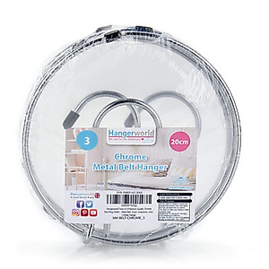 HANGERWORLD 3 Pack Belt Organizer for Closet Rack Chrome Ring Hanger for Belts Ties Scarves and Accessory Storage