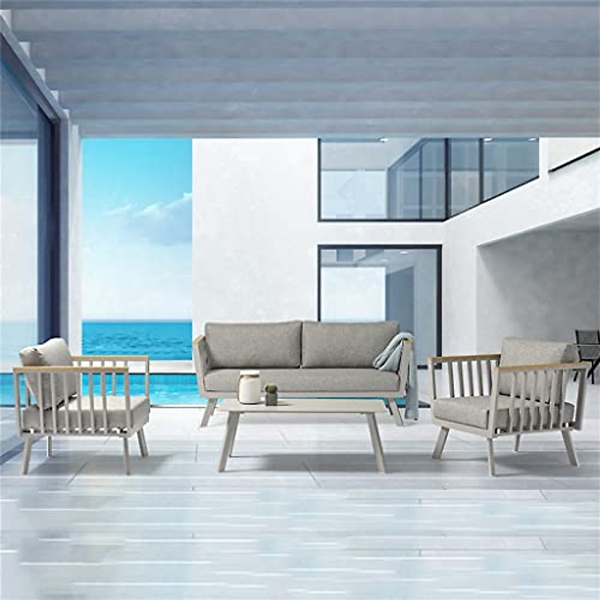 QUUL Garden Sofa Sofa Combination Aluminum Alloy Outdoor Courtyard Balcony Sunscreen Leisure