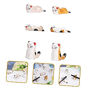 Ciieeo 6pcs Cat Chopstick Rest Chopstick Rack Pillow Ceramic Chopsticks Stand Tableware Holder Ceramic Rabbit Figurine Decorative Chopstick Rest Spoon Rest Holder Kitten Ceramics