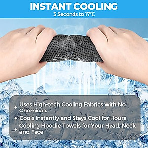 U-pick Cooling Towels Hoodie Towel for Neck and Face, UV Sun Protection Breathable Soft Instant Cool, Quick Dry Sweat Towel for Gym, Golf, Running, Beach, Camping & More (25"x12")