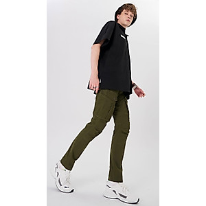 Plaid&Plain Men's Cargo Pants Slim Fit with 3D Shape and Stretchy Fabric C804 Olive 32WX28L