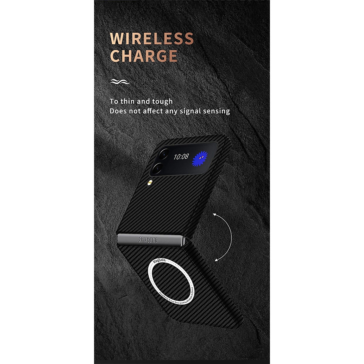 Carbon Fiber Magnetic Phone Cases for Samsung Galaxy Z Flip 3 Z Flip 4 5G Hard PC Back Cover,Z5,for Z Flip 3