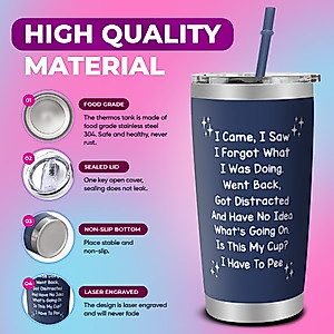 Birthday Gifts for Women/Men-I Came I Saw I Forgot Tumbler 20oz-Funny Coffee Mug,Senior Citizen Gift, Retirement Gifts,60th 70th 80th Birthday Presents for Men Women,Insulated Mug-NB