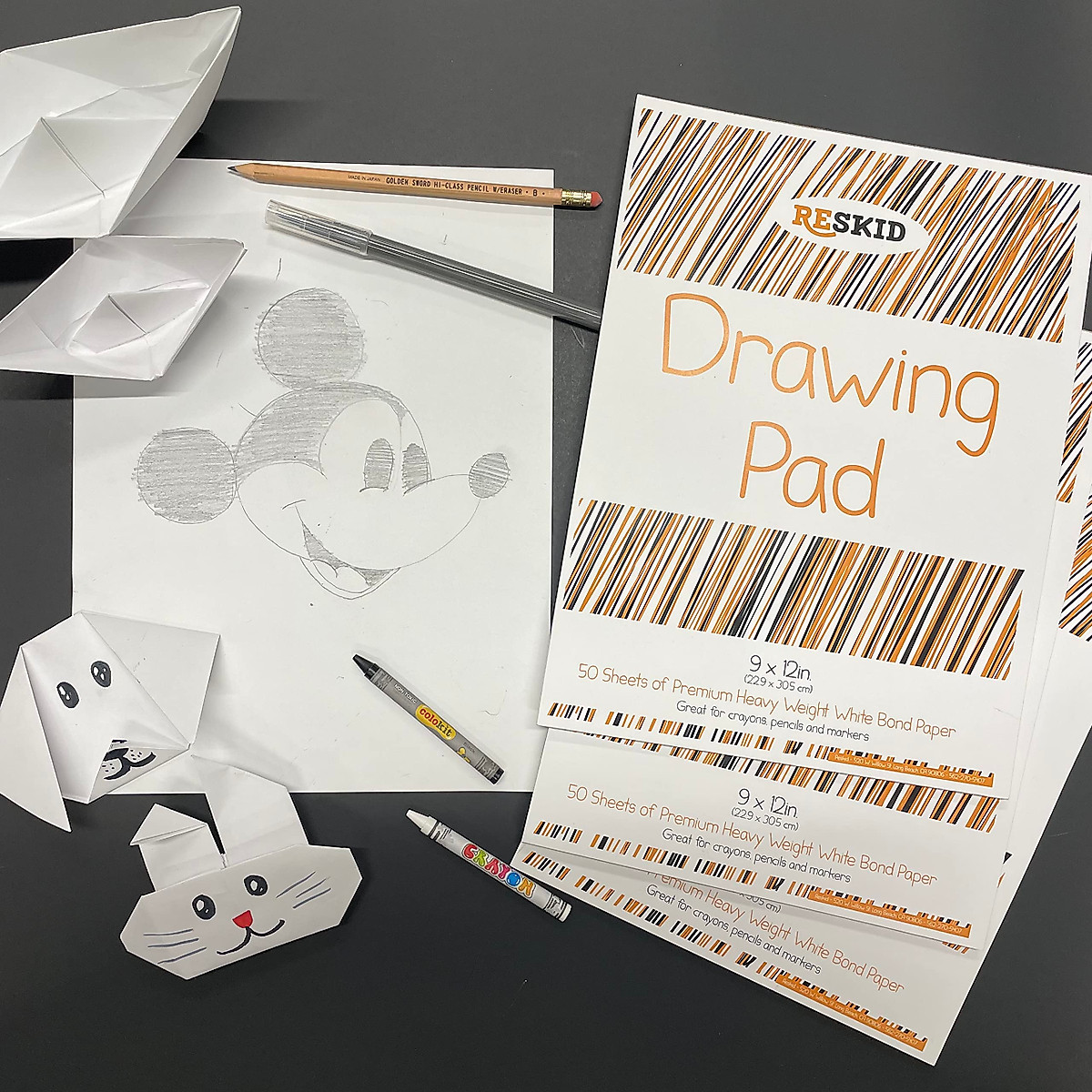 Reskid Kids Drawing Pads - 3 Pack of 9x12 Inch with 50 Sheets Each - Removable Pages for Easy Display and Preservation, Perfect for Young Artists