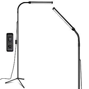 Led Floor Lamp for Eyelash Extensions Craft Task Lamps Floor Standing Adjustable Gooseneck Dimmer Beauty Lamp Floor for Lashes Facial Spa Salon Makeup