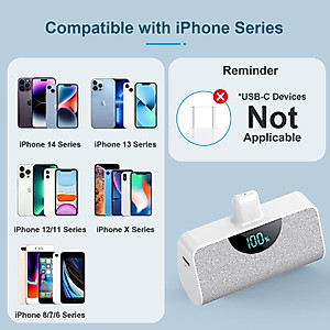 [2 Pack] Mini Portable Charger for iPhone 5200mAh, 20W PD Fast Charging Power Bank, LCD Display Cute Battery Pack Portable Phone Charger Compatible with iPhone 14/14 Pro Max/13/12/11/XR/8/7/6 Series