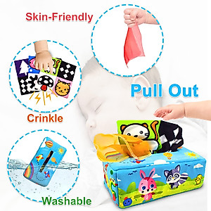 ZHQQ Magic Tissue Box Baby Toy, Montessori Sensory Toys for Babies, Infant Newborn Toddlers Sensory Toys for Year Old Boys Girls Kids Early Learning Toys Baby Gifts