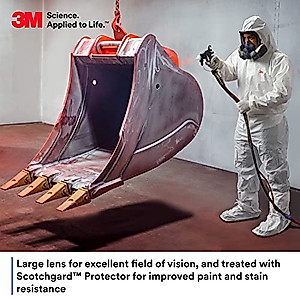 3M Secure Click Full Face Reusable Respirator with Large Lens, Speaking Diaphragm and Push Button Seal Check, FF-802, Painting, Sanding, Chemical Clean-up, Sawing, Medium