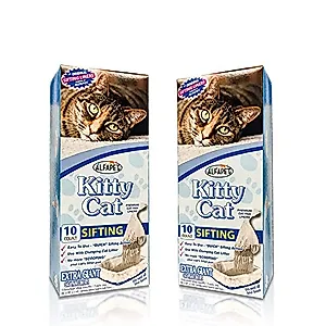 Alfapet Kitty Cat Pan Disposable, Sifting Liners- 20 count + 1 Transfer Liner-For Large, X-Large, Giant, Extra-Giant Size Litter Boxes-Included Rubber Band for Firm, Easy Fit - Pack of 2