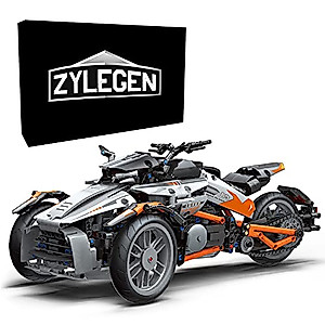 ZYLEGEN Motorcycle MOC Technic Building Blocks kit,3 Wheels Motorcycle Model Kit,Racing Roadster,Collectible Kits Motorcycle Model Set and Superbike Toy (1228PCS)