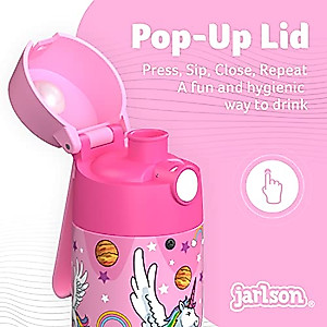 JARLSON® kids water bottle - MALI - insulated stainless steel water bottle with chug lid - thermos - girls/boys (Unicorn 'Star', 12 oz)