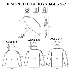 Disney Boys Umbrella and Poncho Raincoat Set, Mickey Mouse Kids Rain Wear For Kids Ages 6-7