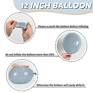 Dusty Baby Blue Gold Balloons,12 Inch Dusty Baby Blue Maca Blue White and Metallic Gold Balloons for Boy Baby Bridal Shower Birthday Gender Reveal Wedding Party Decorations