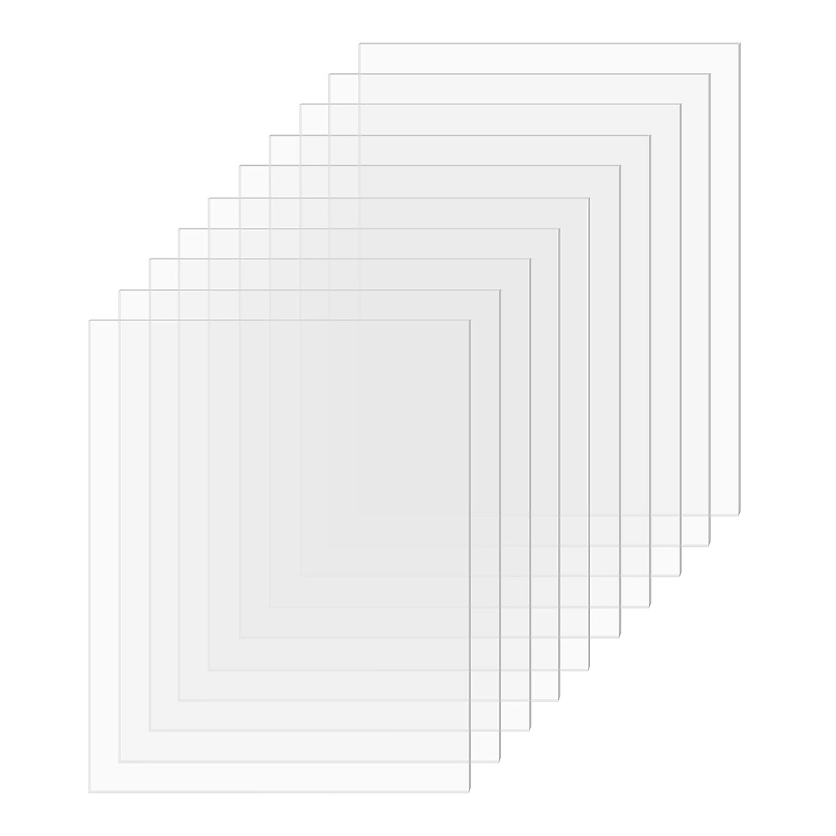 SimbaLux Acrylic Sheet Clear Plexiglass 8” x 10” 0.04” Thick (1mm) Pack of 10 Transparent Plastic Plexi Glass Board with Protective Paper for Photo Frame Replacement, DIY Display Projects, Craft