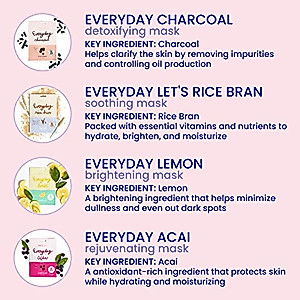 Everyday Set of 8 Sheet Masks (8 Pack Bundle) - Hydrating Essence Korean Sheet Mask, for All Skin Types, Revitalizing, Purifying, Illuminating, Hydrating, Anti-aging With No Harsh Chemicals and Safe for Sensitive Skin