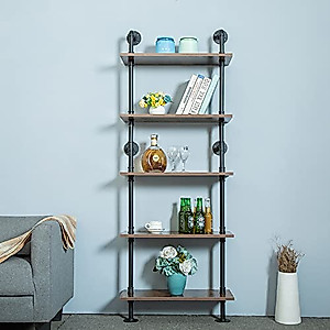 ZIOTHUM 5 Tier 67inch Industrial Pipe Shelving, Shelves Shelf Rustic Tier Black in
