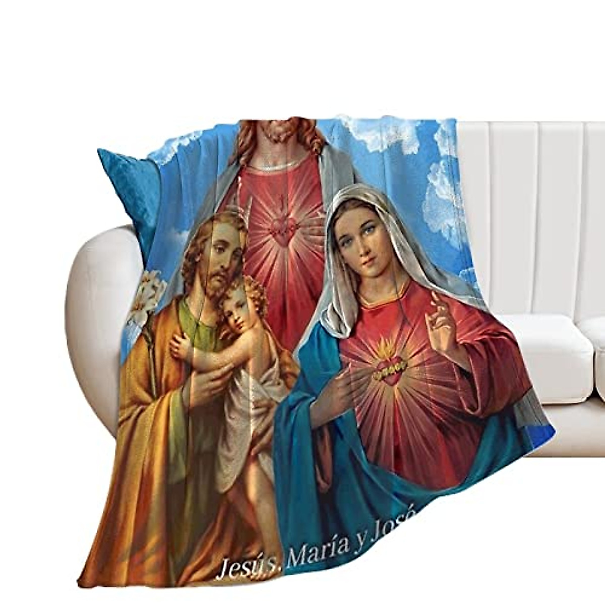 Virgin Mary Jesus Our Lady of Guadalupe Christmas Nativity Cross Festivals Blanket Flannel Fleece Soft and Warm Comfortable for Sofa Bedroom Winter Office and Tourist Camping 60x50 Inch