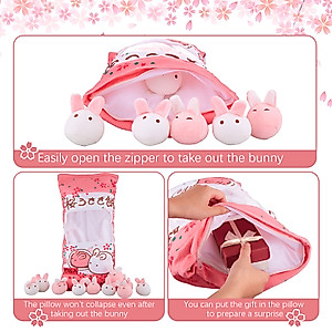 Juexica Cute Bunny Plush Pillow Kawaii Stuffed Animal Pink Soft Rabbit Throw Pillow Removable Animal Toys Gifts for Christmas Room Decor