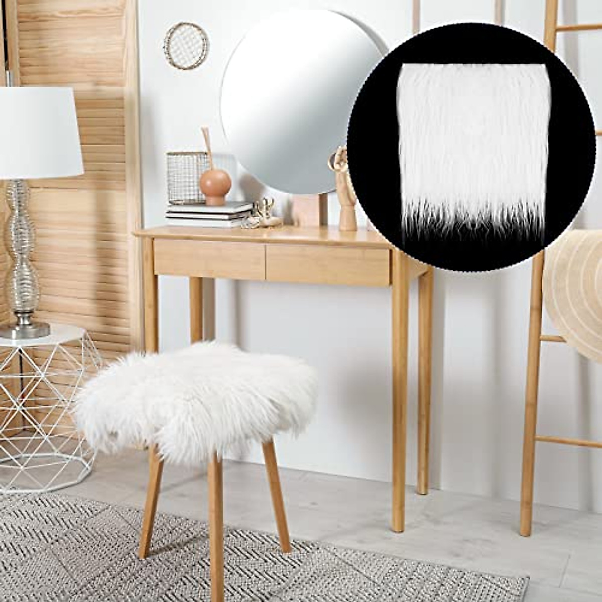 Lusofie Faux Fur Fabric 20×20 Inches White Fur Fabric Plush White Faux Fur Fabric Square Patch for Crafts Gnomes Costume Camera Floor Decoration Mats