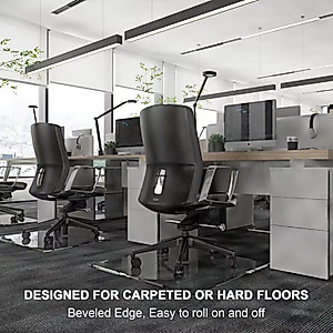 Chair Mat Tempered Glass, Standard Clear, 48 X 60 Inch, Heavy Duty Glass Chair Mat, Thickness 1/5 Inch, Glass Chair Mats for Carpeted Floors and Hardwood Floors