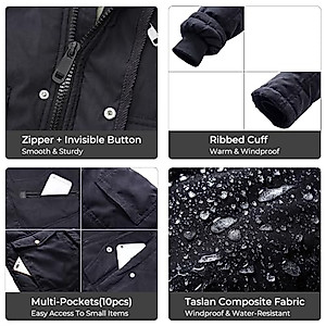 Yozai Men's Winter Coats, Warm Winter Jackets for Mens Ski Snow Jacket Snowboard Water Resistant Jacket Mountain Windbreaker Detachable Hooded Parka Black Medium