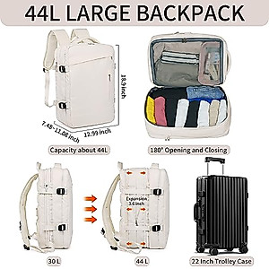 QOECI Waterproof Travel Backpack for Women Men, 44L Carry On Backpack with USB Charging Port, 17.3" Laptop Backpack, Personal Item Bag for Airlines Approved, Business Backpack Casual Daypack 1680D