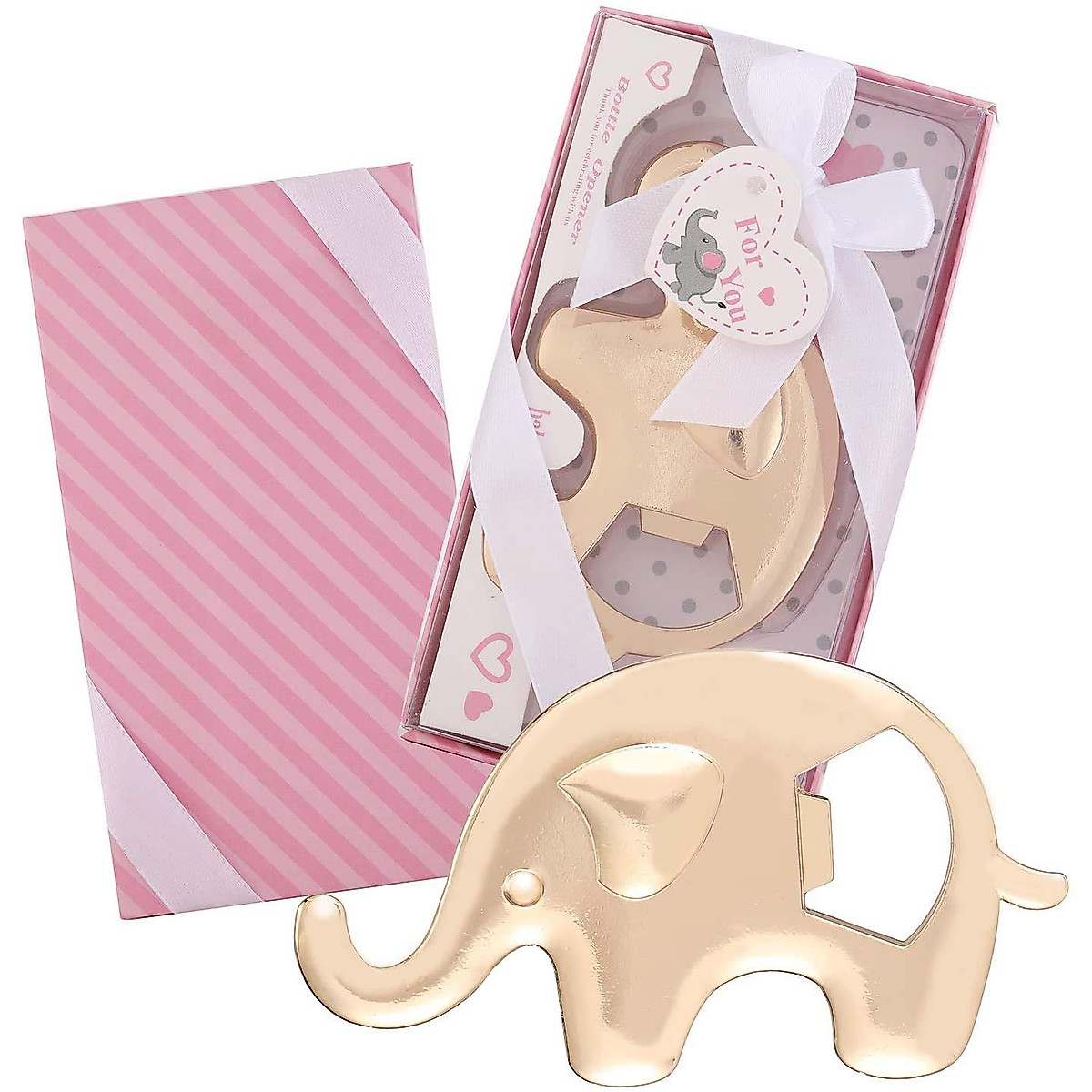 DAJAMAI 24 Pack Pink Elephant Bottle Opener Girl Baby Shower Party Favor for Guests Elephant Shaped Bottle Opener Baby Shower Favors Birthday Bridal Shower Souvenirs Wedding Favor Gift (Pink)