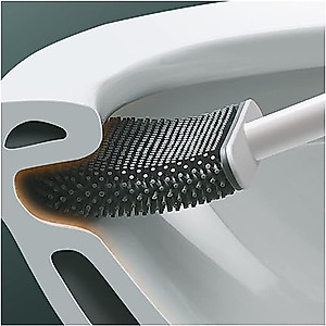 Silicone Toilet Bowl Brush with Extended Handle Toilet Brush Stylish Wall Mount Toilet Cleaner Brush with Vent Holder Set