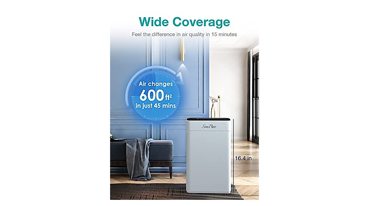 SimPure HP8 Air Purifier | Quiet HEPA Filter for Homes