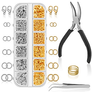 Anezus Jump Rings for Jewelry Making Supplies and Necklace Repair with Jump Ring Pliers and Open Jump Ring(1200Pcs Silver and Gold)Anezus Jump Rings for Jewelry Making Supplies and Necklace Repair wit