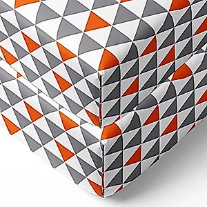 Bacati Triangles 2 Piece Crib Fitted Sheet, Orange/Grey (PFOG2CFS1)