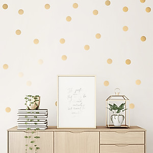 Easy Peel + Stick Gold Wall Decal Dots - 2 Inch (100 Decals) - Safe on Walls & Paint - Metallic Vinyl Polka Dot Decor - Round Circle Art Glitter Stickers - Large Paper Sheet Baby Nursery Room Set
