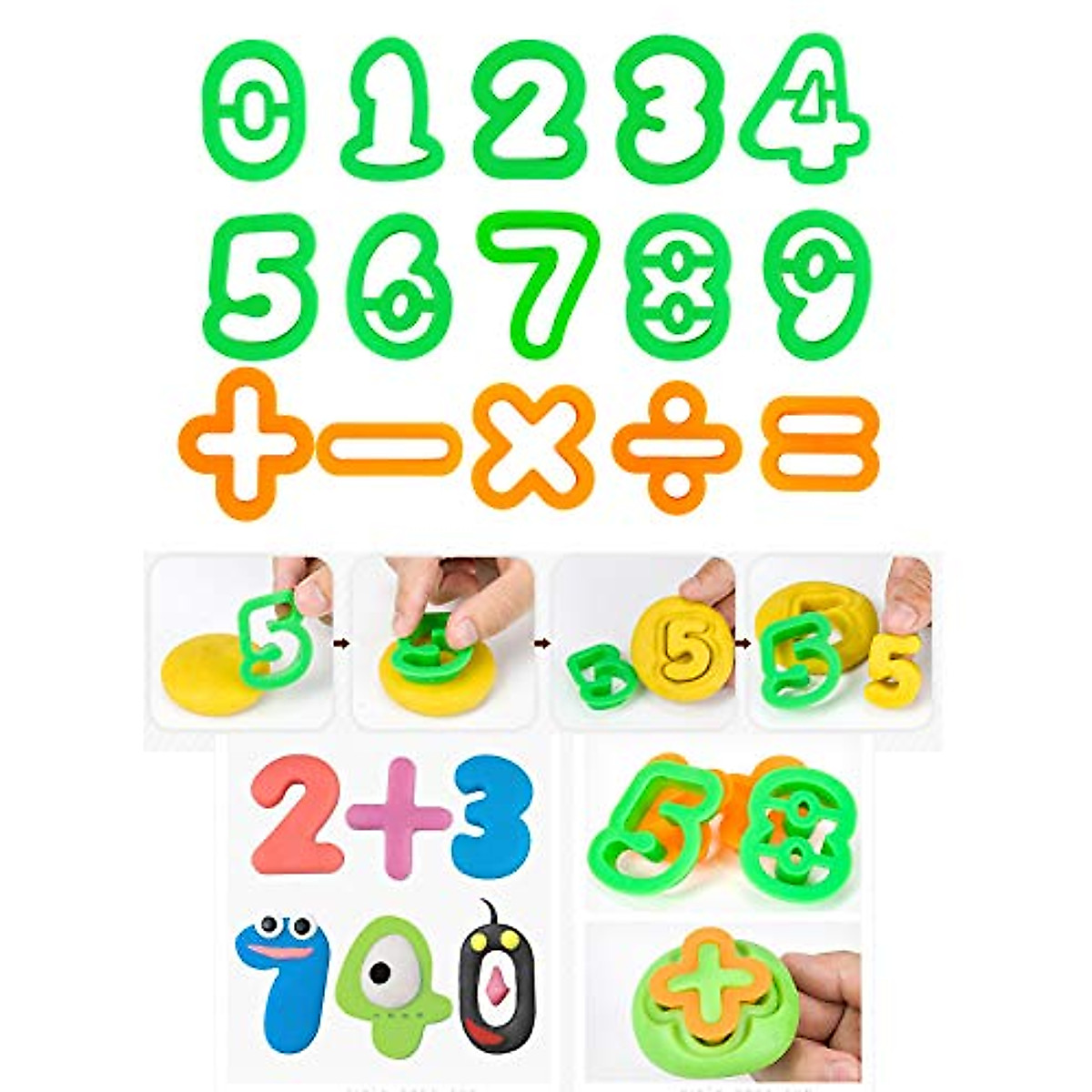 Play Dough Tools Set for Kids Letter Molds，Numeral Molds Various Plastic Animal Molds for Creative Dough Cutting (63 Pieces)