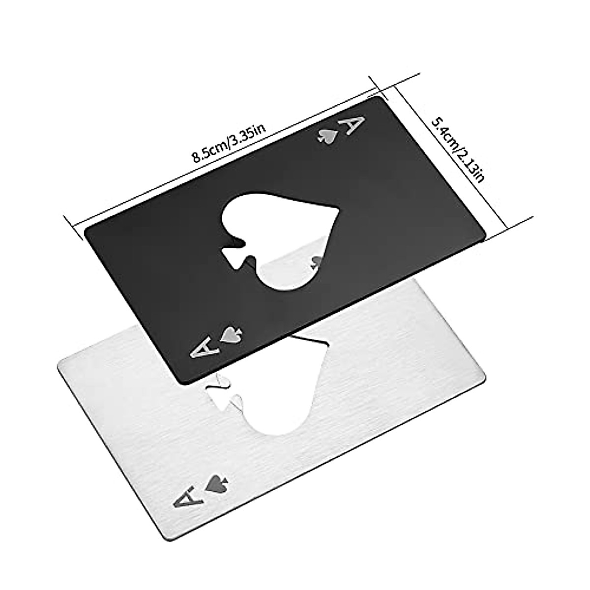 10 Pcs Ace of Spades Bottle Openers, Poker Card Bottle Openers, Stainless Steel Portable Metal Credit Card Beer Bottle Can Cap Openers for Wallet Pocket, Wedding Birthday Party, Silver/Black
