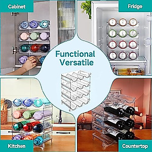 Sbosbo Water Bottle Organizer, Stackable Bottle Storage Rack, 4 Pack Water Bottle Holder for Kitchen Fridge Cabinet Organization and Storage, Plastic Wine Rack/Drink Bottle Holder